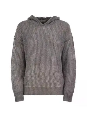 Peserico Sequin-embellished Open-knit Hoodie