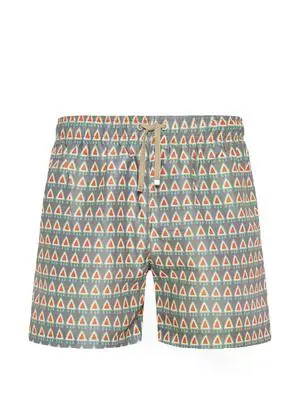BENIBECA Baloch Geometric-print Drawstring-waist Swim Shorts - Grey