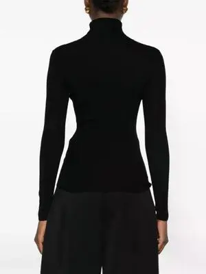 Elisabetta Franchi Logo-embroidered Roll-neck Sweater - Black