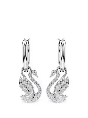 SWAROVSKI Swan-motif Drop Earrings - Silver