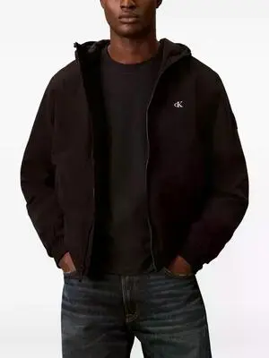 Calvin Klein Logo-embroidered Hooded Jacket - Black