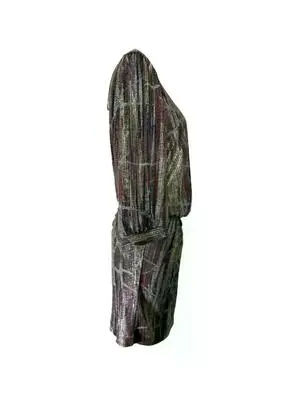 Ba&sh Salina Metallic Print Midi Dress