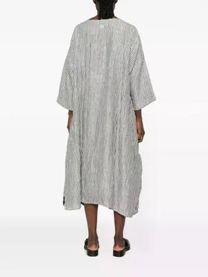 AODRESS Stripe-pattern Gingham-check Midi Dress