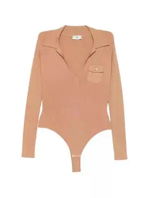 Elisabetta Franchi Ribbed-knit Logo-plaque Sweater - Neutrals