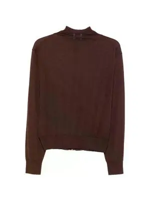 ALYSI Button-up Mock-neck Cardigan - Brown