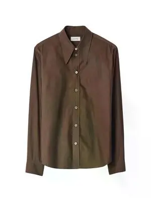 LEMAIRE Pointed Collar Shirt In Washed Cotton Silk - Brown