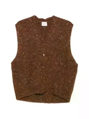 ALYSI Button-up Knitted Vest - Brown