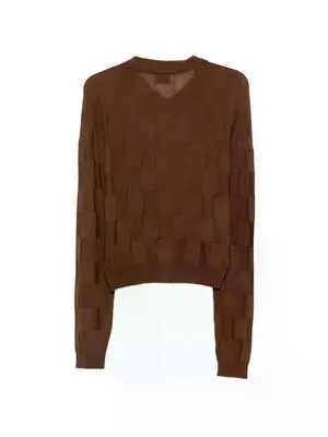 ALYSI Check-pattern Polo Sweater - Brown