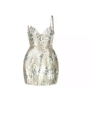 ATOIR Sequin-embellished Floral-appliqué Mini Dress - Silver