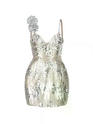 ATOIR Sequin-embellished Floral-appliqué Mini Dress