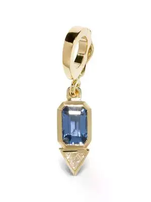 AZLEE Sapphire And Diamond Trillion Pendant - Gold