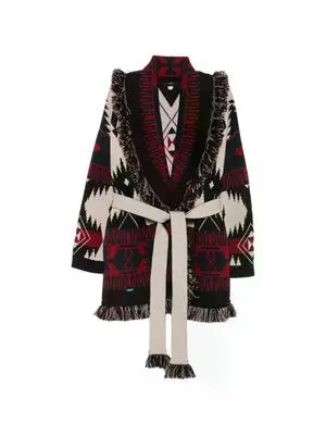 Alanui Jacquard Knitted Coat - Black