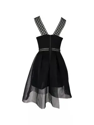 SELF-PORTRAIT Mesh Asymmetric Hem Dress - Black