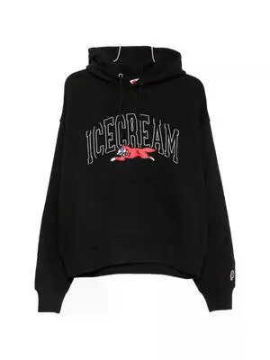 ICECREAM Logo-patch Drawstring Hoodie - Black