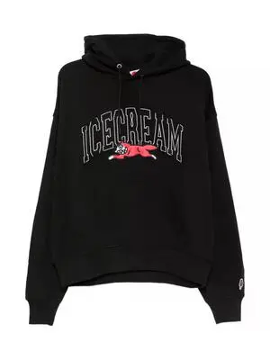 ICECREAM Logo Patch Drawstring Hoodie - Black