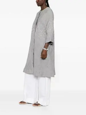 AODRESS Sequin-embellished Embroidered Coat - Grey