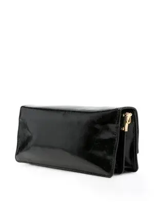 Patrizia Pepe Crinkle-effect Leather Clutch Bags - Black