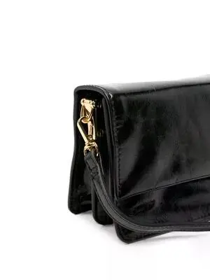 Patrizia Pepe Crinkle-effect Leather Clutch With Detachable Shoulder Strap