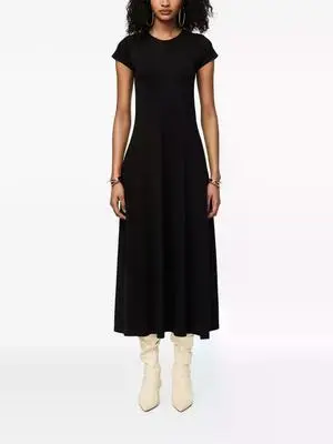 Another Tomorrow A-line Cap-sleeve Midi Dress