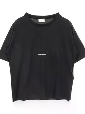 Saint Laurent Cotton Logo Print T-shirt - Black