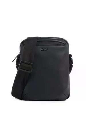 BOSS Grained-texture Logo-plaque Messenger Bag - Black