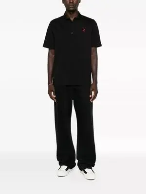 RHUN Logo-embroidered Short-sleeve Polo Shirt - Black