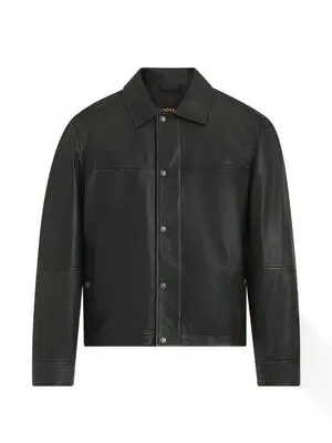 BOSS Leather Press-stud Jacket - Black