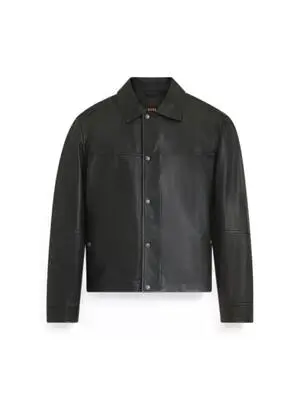 BOSS Leather Press-stud Jacket