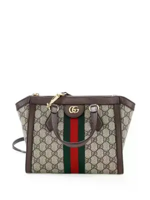 Gucci Ophidia Top Handle Gg Coated Canvas Small Tote Bag - Brown