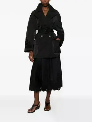 Ermanno Scervino Floral-embroidered Pleated Midi Skirt - Black