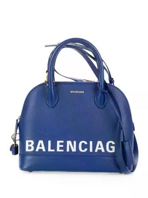 Balenciaga Ville Logo Tote Bag - Blue