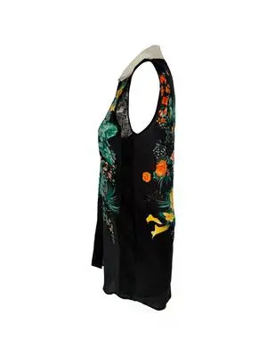 Sandro Floral-print Lace-panel Blouse