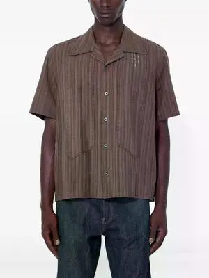 ACHM Naked Striped Short-sleeve Shirt - Brown