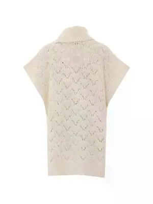 Fabiana Filippi Knitted Sleeveless Poncho With High Neck - Neutrals