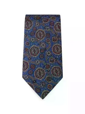 MARCO PASCALI Paisley-print Silk Tie - Blue