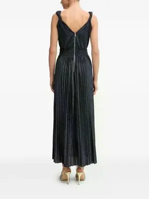 MORGAN Pleated Maxi Dress With V-neck