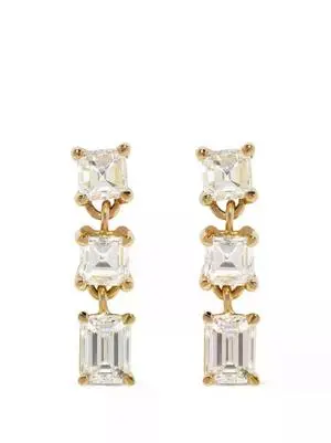 AZLEE Illusion Carre Diamond Drop Earrings - Gold