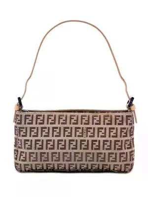 Fendi 2000-2010 Zucchino Canvas Pochette Shoulder Bag - Brown
