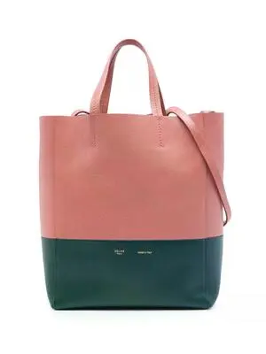 Celine 2015 Small Bicolor Grained Calfskin Vertical Cabas Tote Satchel - Pink