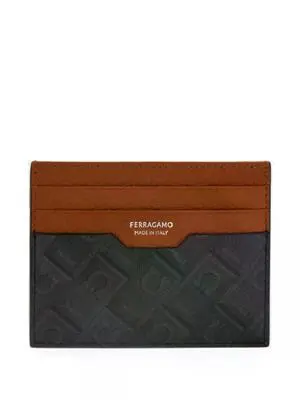 FERRAGAMO Monogram Credit Card Holder - Black