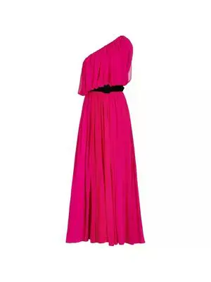 Badgley Mischka One-shoulder Draped Maxi Dress - Pink
