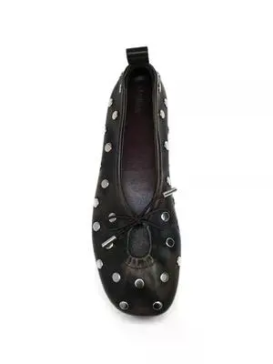 ALOHAS Rosalind Stud-embellished Leather Ballet Flats - Brown