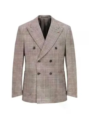 Isaia Check-pattern Double-breasted Jacket