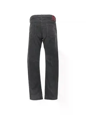 Isaia Logo-patch Corduroy-texture Jeans - Grey
