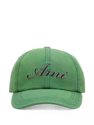 AMI Paris Cotton Cap With Embroidery - Green