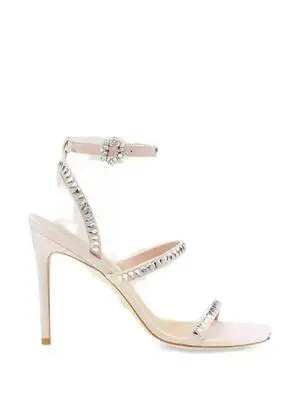 STUART WEITZMAN Gemcut Crystal-embellished Suede Heeled Sandals - Pink