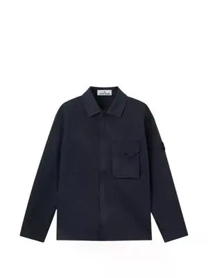 Stone Island Compass-patch Pocket-detail Shirt Jacket - Blue