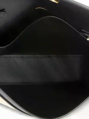 Burberry New Hampshire Shoulder Bag In Leather And Vintage Check Coated Canvas - Black