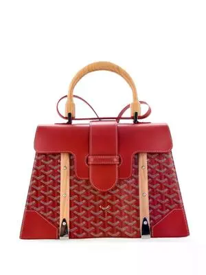 Goyard Saigon Top Handle Bag Coated Canvas With Leather Mm Satchel - Red