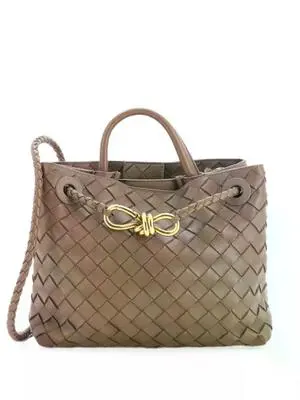 Bottega Veneta Andiamo Top Handle Bag Intrecciato Nappa Small Satchel - Brown